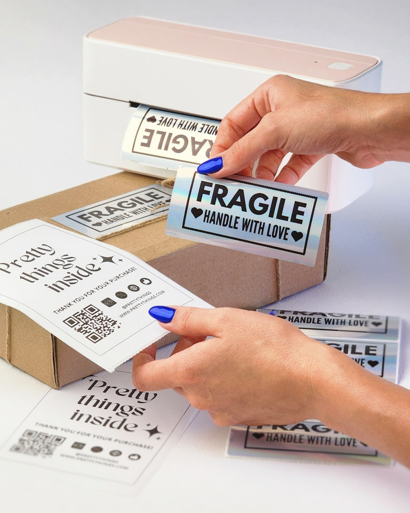 The Blue Shipping Label Printer + Free Label Holder for Rolls – Labelly