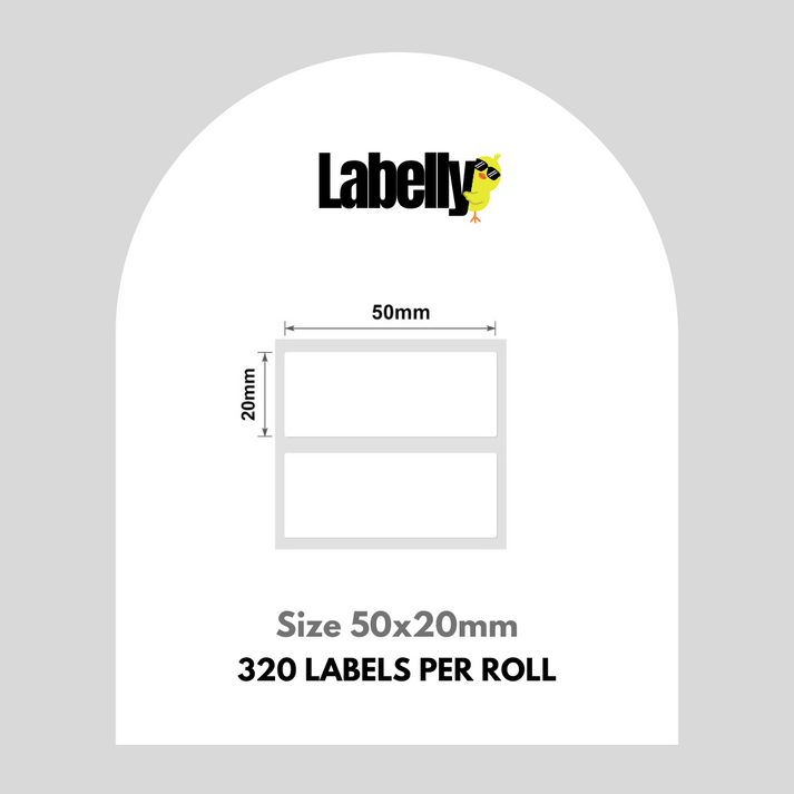 Large Narrow White Rectangular Labels - 50*20mm 320 per roll – Labelly